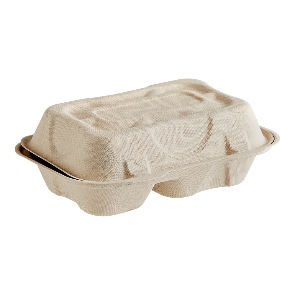 World Centric 9" x 6" x 3" 2-Compartment Compostable Fiber Hoagie ...