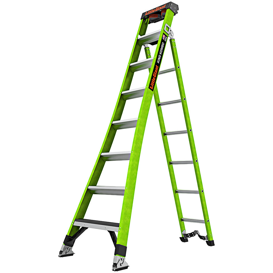 Little Giant King Kombo Technical 8' Type 1AA Green Fiberglass 3-in-1 ...