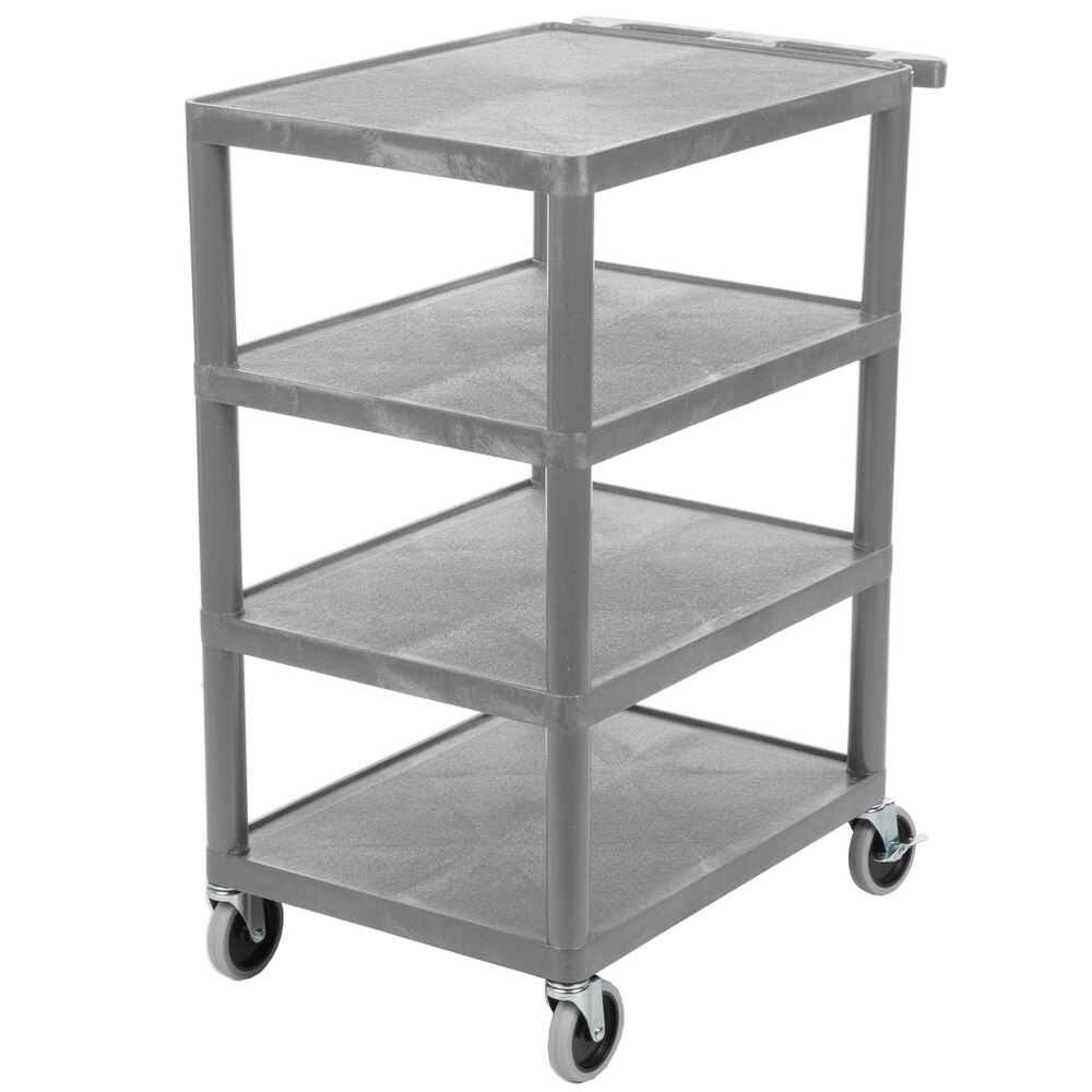 Luxor BC45-G Gray 4 Shelf Serving Cart - 18" x 24" x 39"