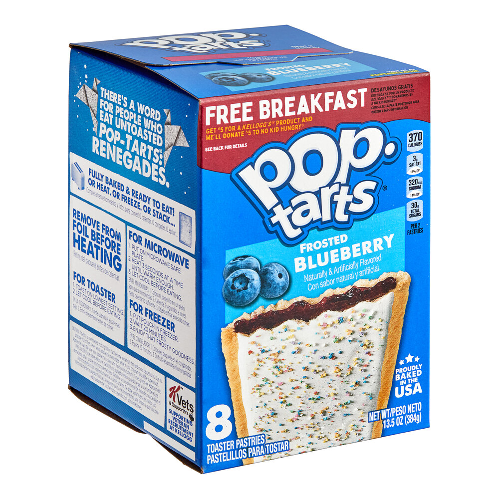 Pop-Tarts Frosted Blueberry Toaster Pastry 2-Pack - 48/Case