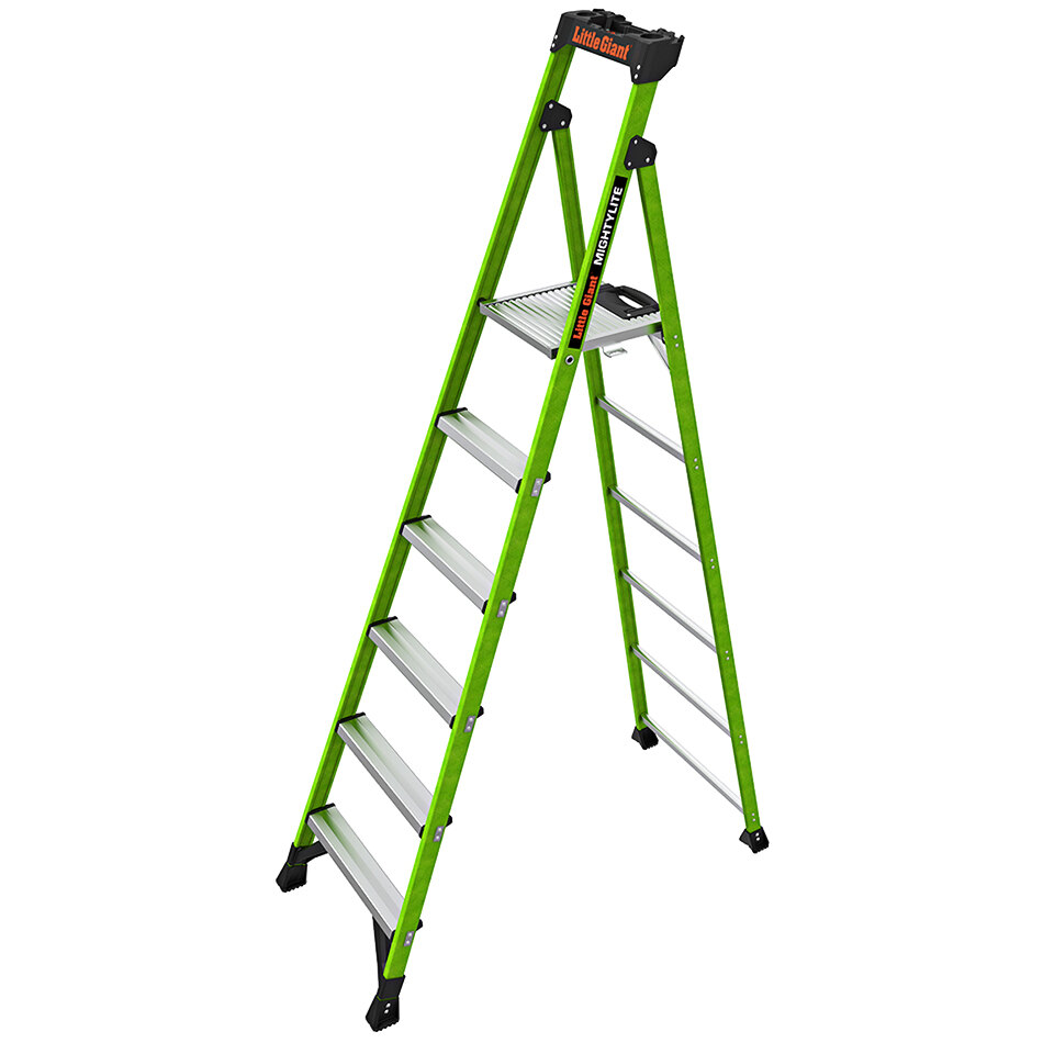 Little Giant MightyLite 8' Type 1A Green Fiberglass Step Ladder 15398 ...