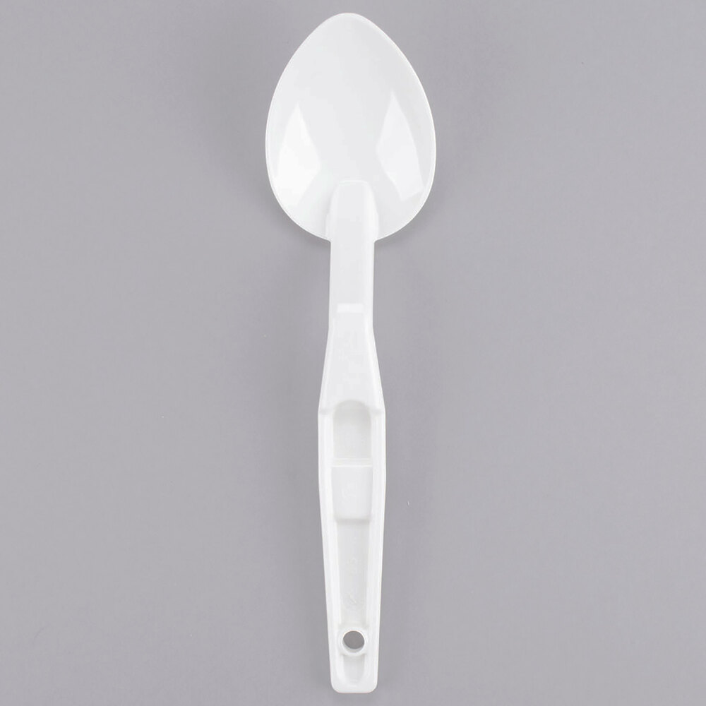 Cambro SPO11CW 11" White Camwear Solid Salad Bar / Buffet Spoon
