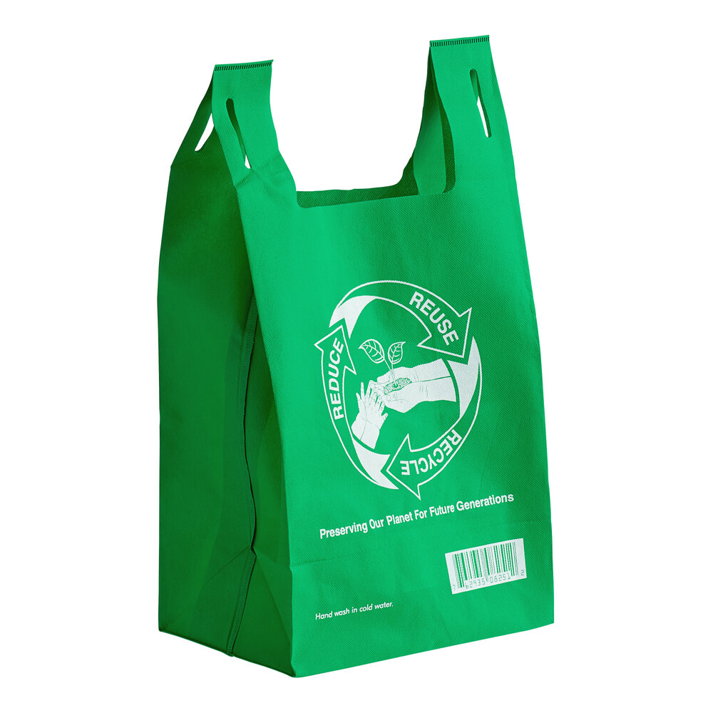 Inteplast Group Medium Green Non-Woven Reusable T-Shirt Bag REUNWTSHIRT ...