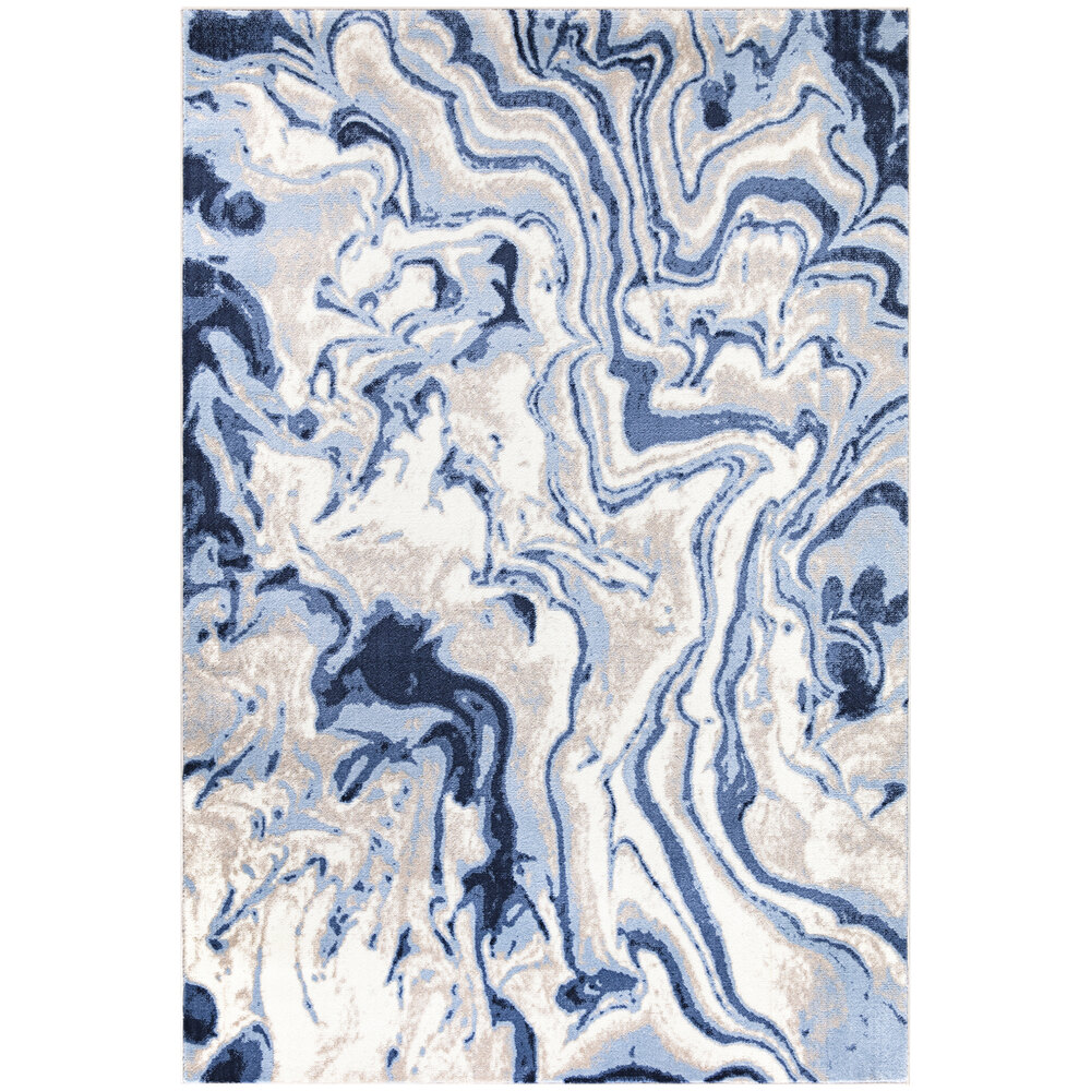 Abani Arto Collection 6' x 9' Teal Contemporary Ink Swirl Area Rug
