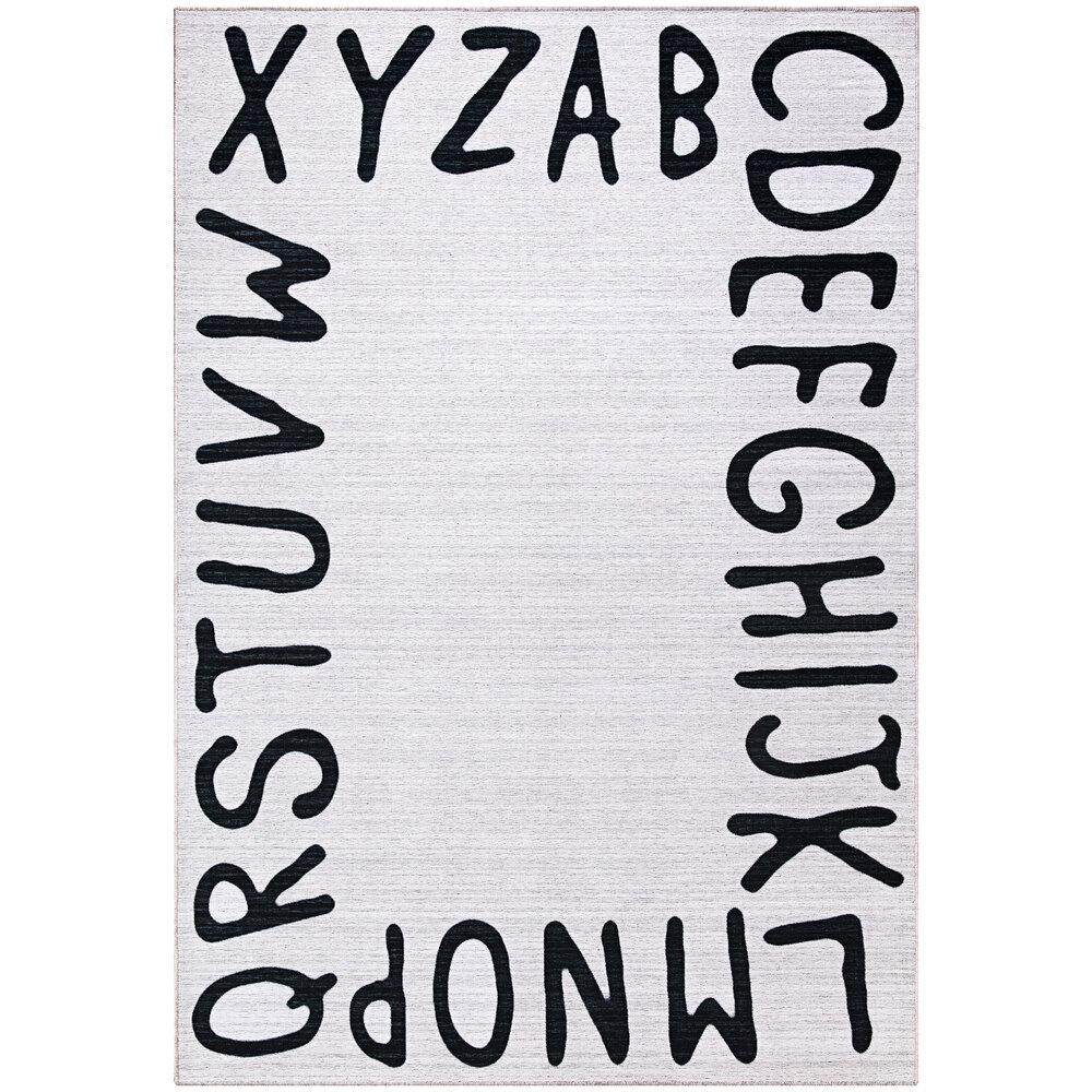 Abani Parker Collection 4' x 6' Cream / Black Contemporary Alphabet ...