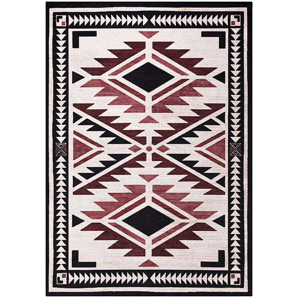 Abani Molana Collection 2' x 5' Beige / Red Southwestern Diamond Area Rug