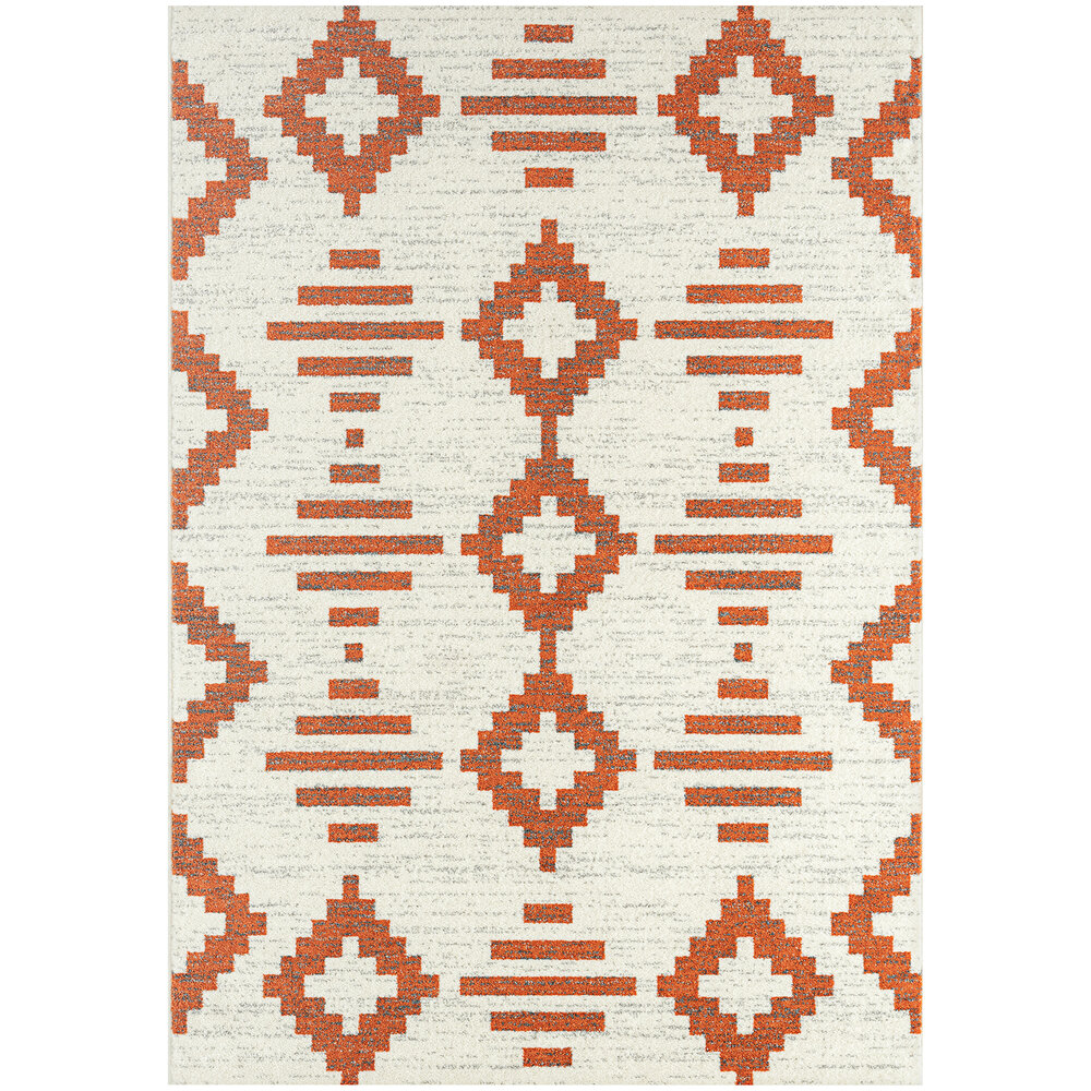 Abani Casa Collection 7' 9" x 10' 2" Orange / Cream Southwestern ...
