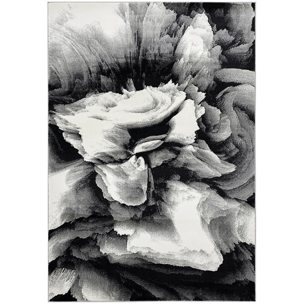 Abani Arto Collection 6' x 9' Black / Cream Contemporary Liquid Marble ...