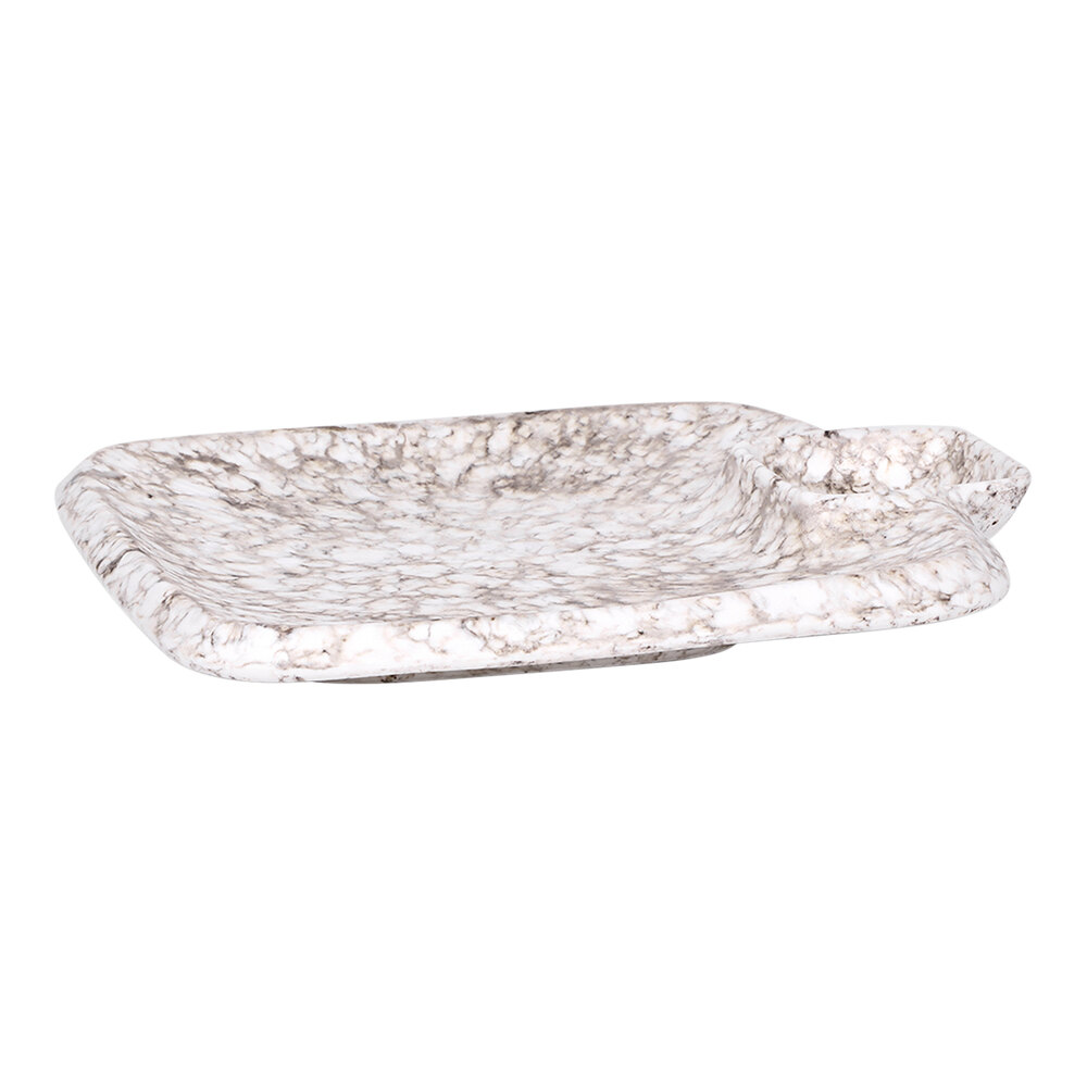 Elite Global Solutions Hermosa 9" Square Brown Marble Embossed Melamine ...