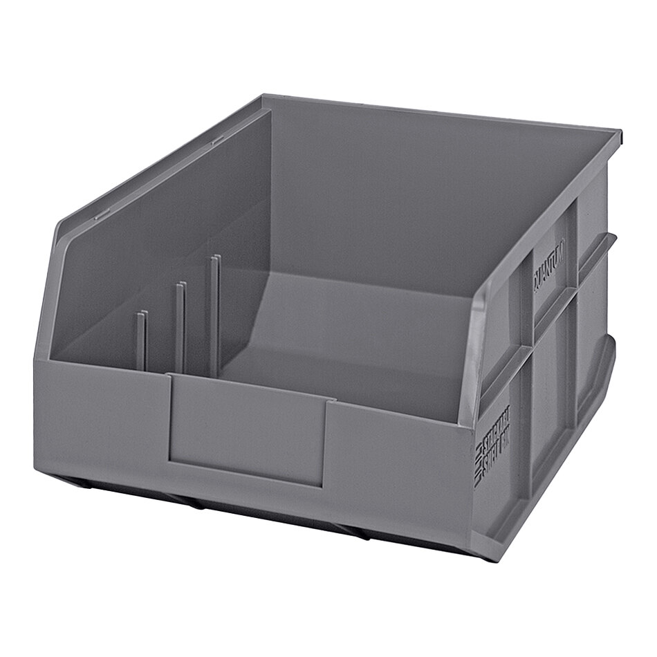 Quantum 14" x 11" x 7" Gray Stackable Shelf Bin SSB445GY
