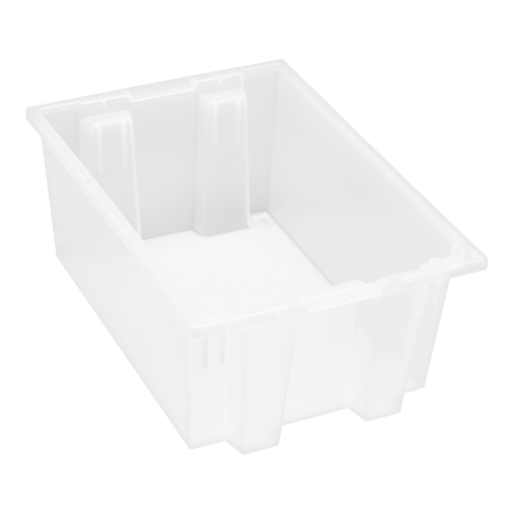 Quantum 19 1/2" x 13 1/2" x 8" Clear Stack and Nest Tote SNT200CL