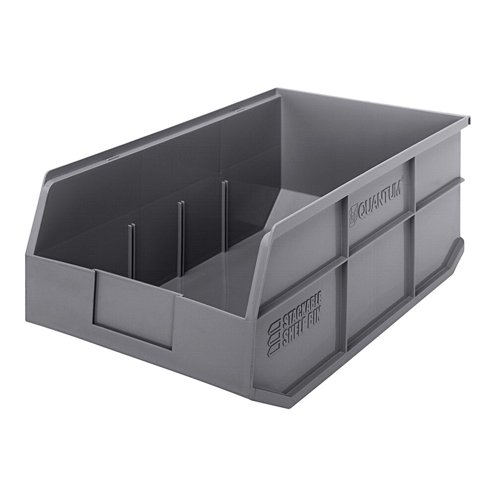 Quantum 18" x 11" x 7" Gray Stackable Shelf Bin SSB465GY