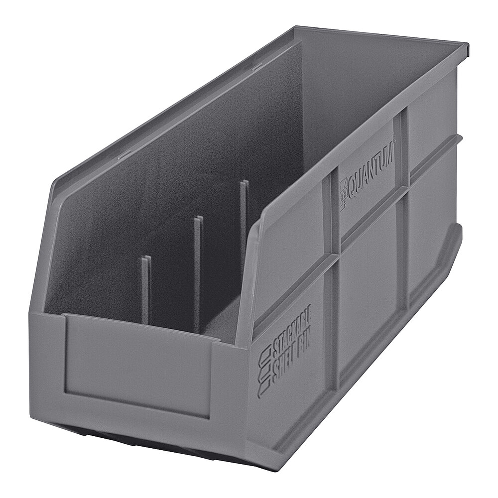 Quantum 18" x 6" x 7" Gray Stackable Shelf Bin SSB461GY