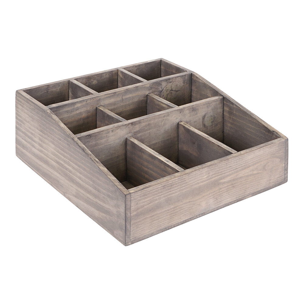 Cal-Mil Aspen 9-Section Gray-Washed Pine Wood Condiment Organizer 1714 ...