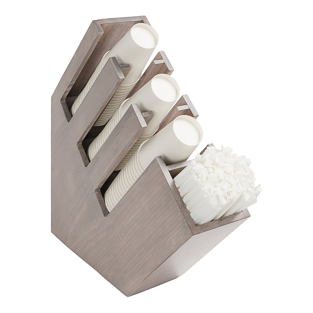 Cal-Mil Aspen Gray-Washed Pine Wood 4-Section Slanted Countertop Cup ...