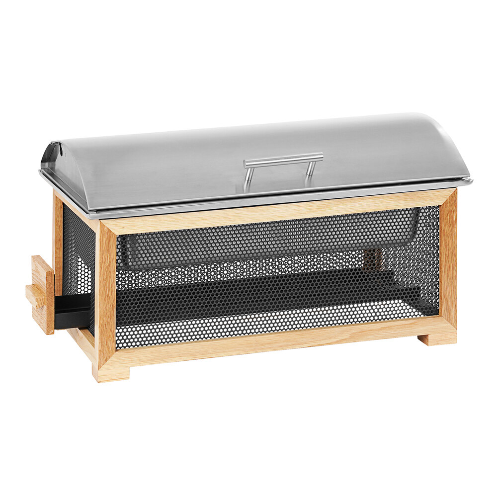 Cal-Mil Camden 8 Qt. Full Size Oak Wood / Metal Chafer with Lid 22903-115