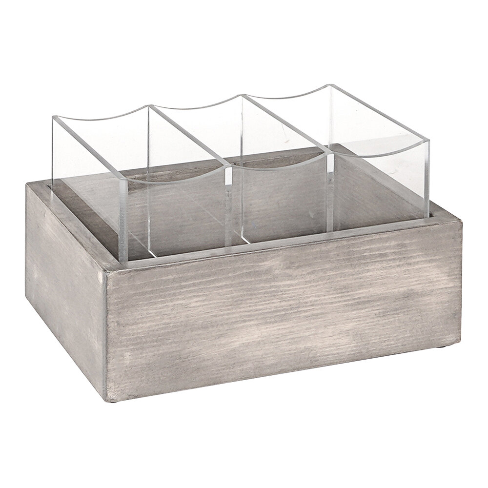 Cal-Mil Aspen 3-Compartment Gray-Washed Pine Wood Flatware Organizer ...