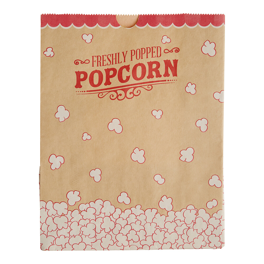 Carnival King 7 1/2" x 3 1/2" x 9 3/4" 130 oz. Kraft Popcorn Bag - 500/Case