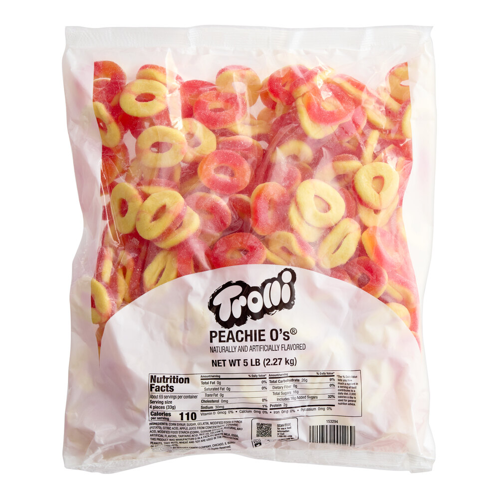 Trolli Gummy Peachie O's 5 lb. - 6/Case