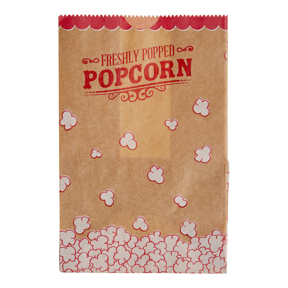 Carnival King 4 1/4" x 3" x 6 3/4" 46 oz. Kraft Popcorn Bag - 1,000/Case