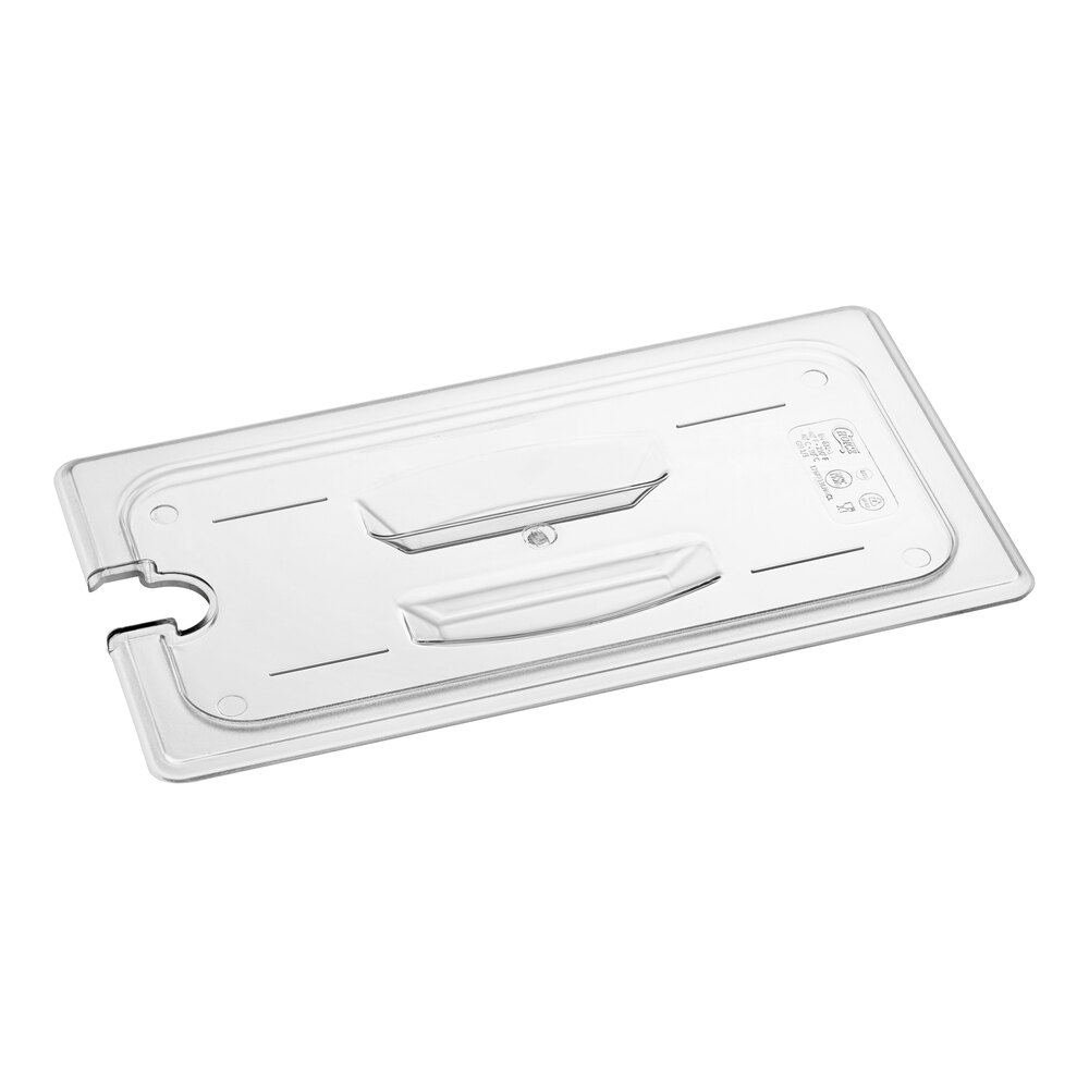 Choice 1/3 Size Clear Polycarbonate Food Pan Lid with Notch and Handle