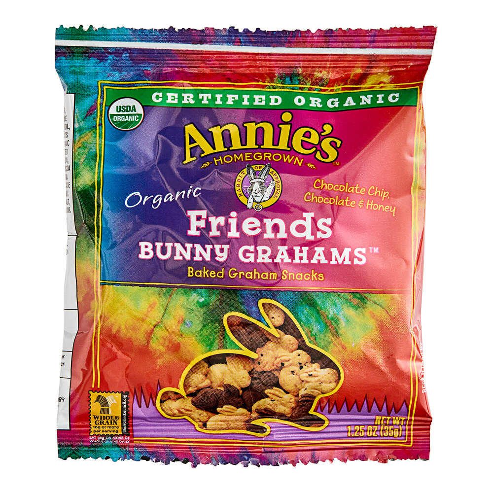 Annie's Organic Friends Mixed Bunny Grahams 1.25 oz. - 100/Case
