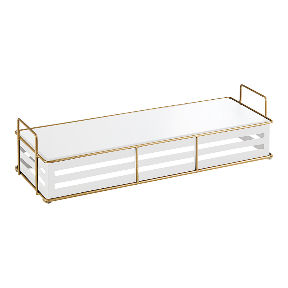 Cal-Mil Empire 20 1/2" x 7" x 5 1/4" Rectangle White / Gold Metal ...