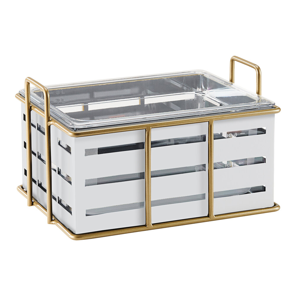 Cal-Mil Empire 13 3/4" x 11" x 6 3/4" White / Gold Metal Ice Housing ...