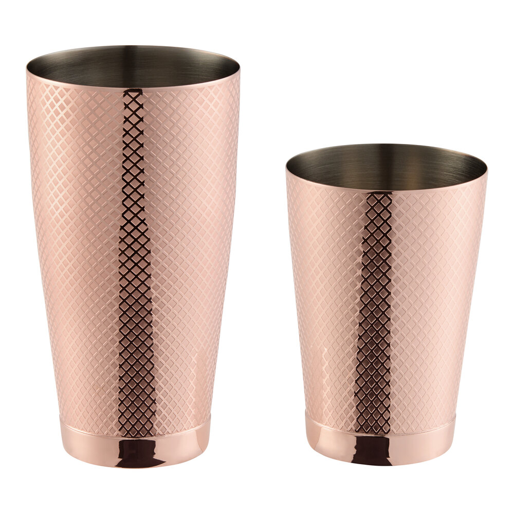 Barfly® 28 oz. & 18 oz. Copper Diamond Lattice 2-Piece Boston Cocktail ...