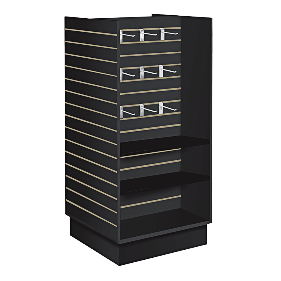 25 1/2" x 24" x 54" Black Melamine H-Shape Slatwall Merchandiser