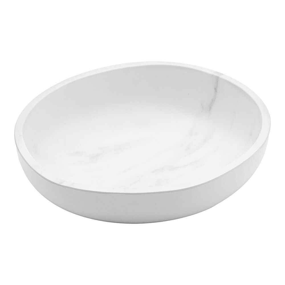 American Metalcraft Mix & Matte 97 oz. White Marble Melamine Bowl