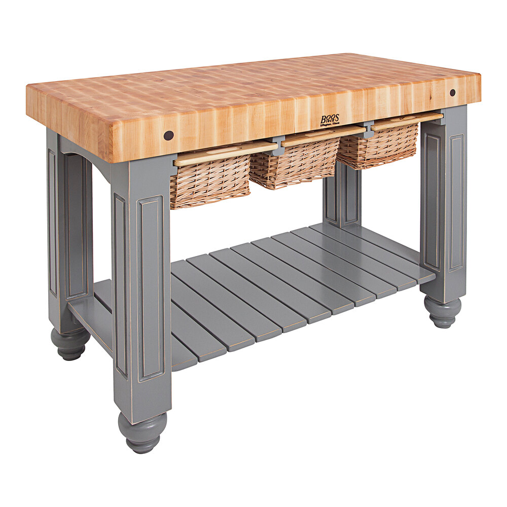 John Boos & Co. CU-GB4824-SG 48" x 24" Slate Gray Maple Gathering Block ...