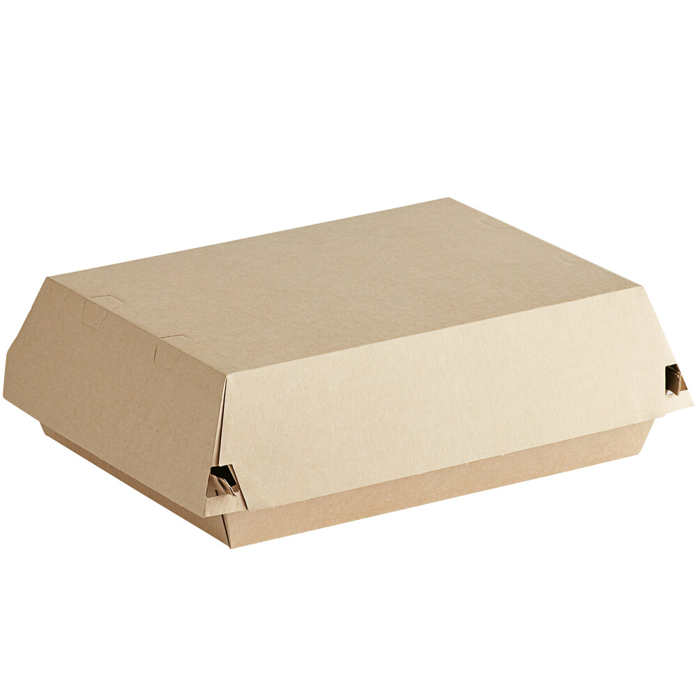 Sabert 8" x 6" Rectangular Corrugated Kraft Clamshell Take-Out Box ...