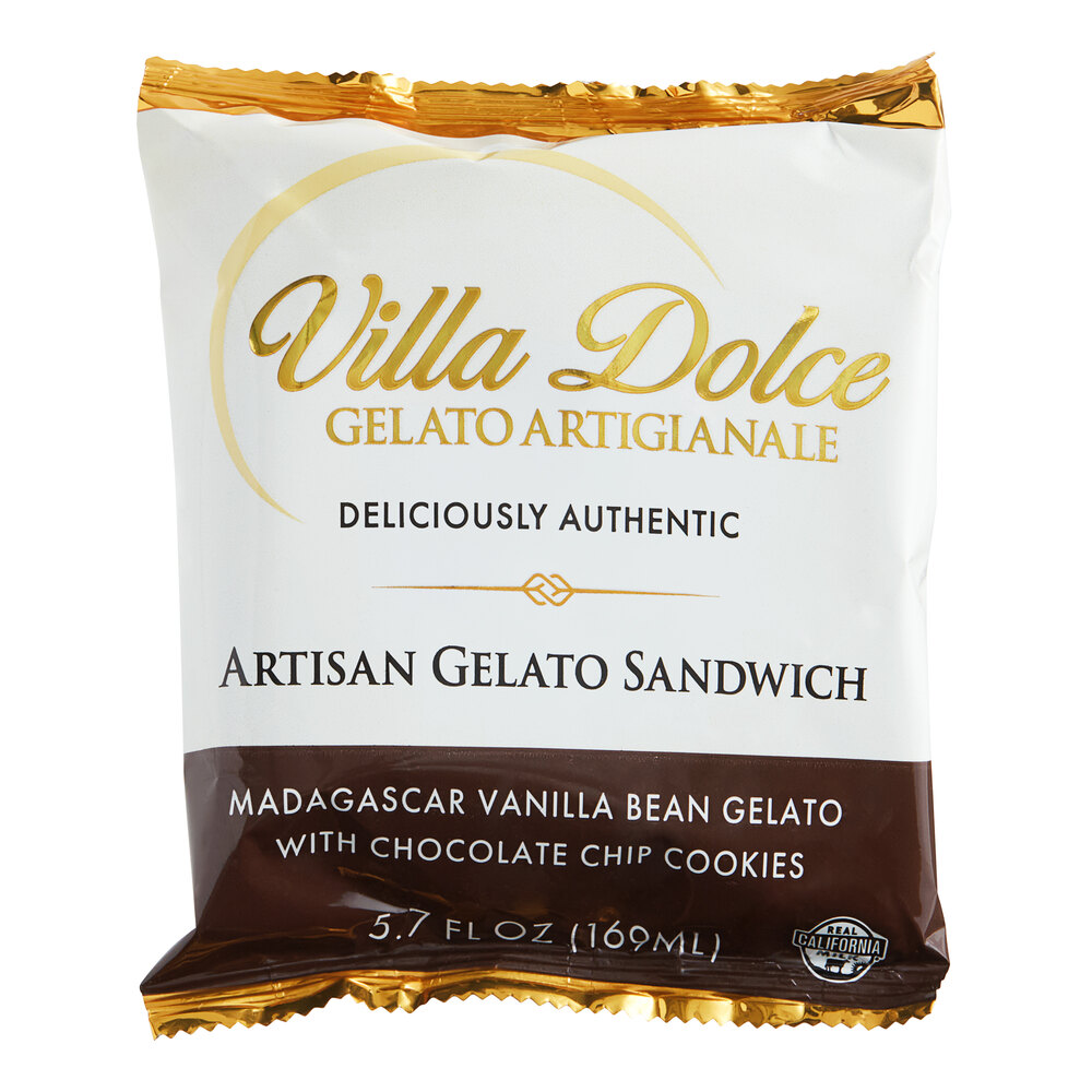 Villa Dolce Vanilla Bean Gelato Chocolate Chip Cookie Sandwich 5.7 oz ...