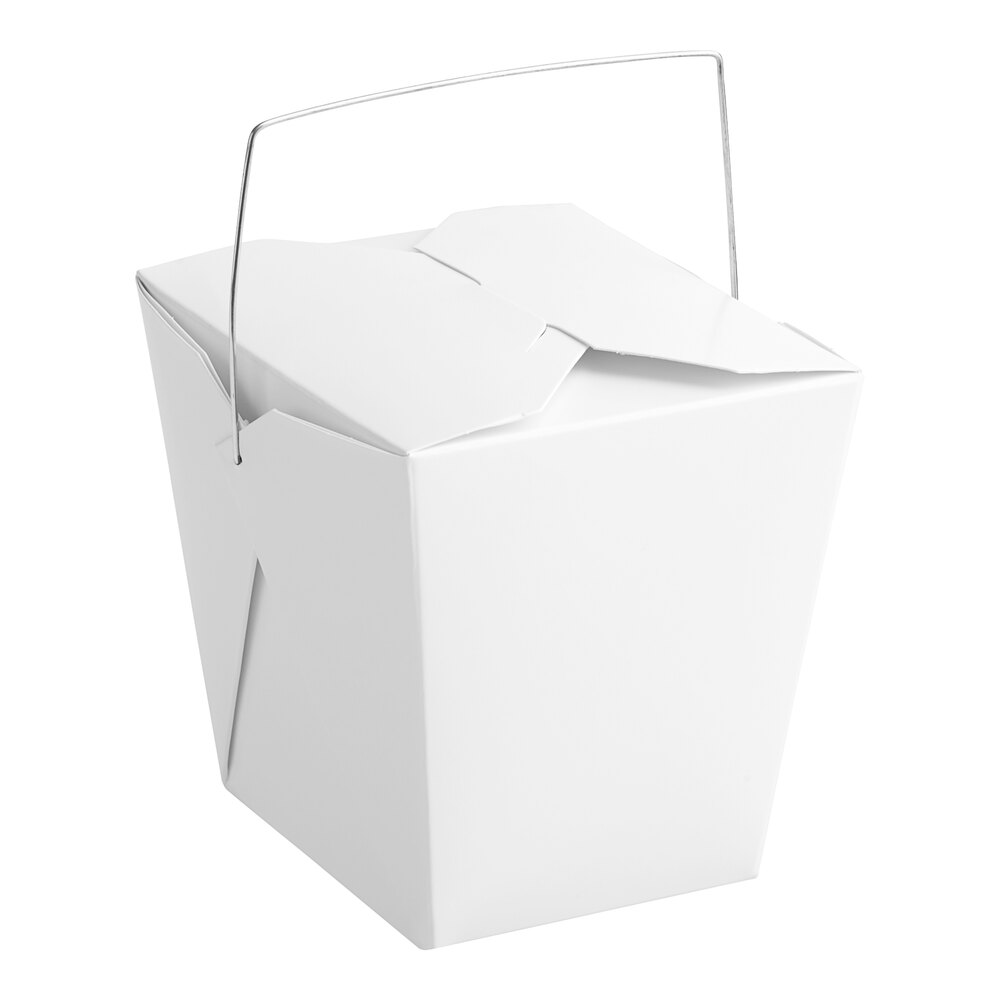 Emperor's Select 32 oz. White Paper Take-Out Container with Wire Handle ...