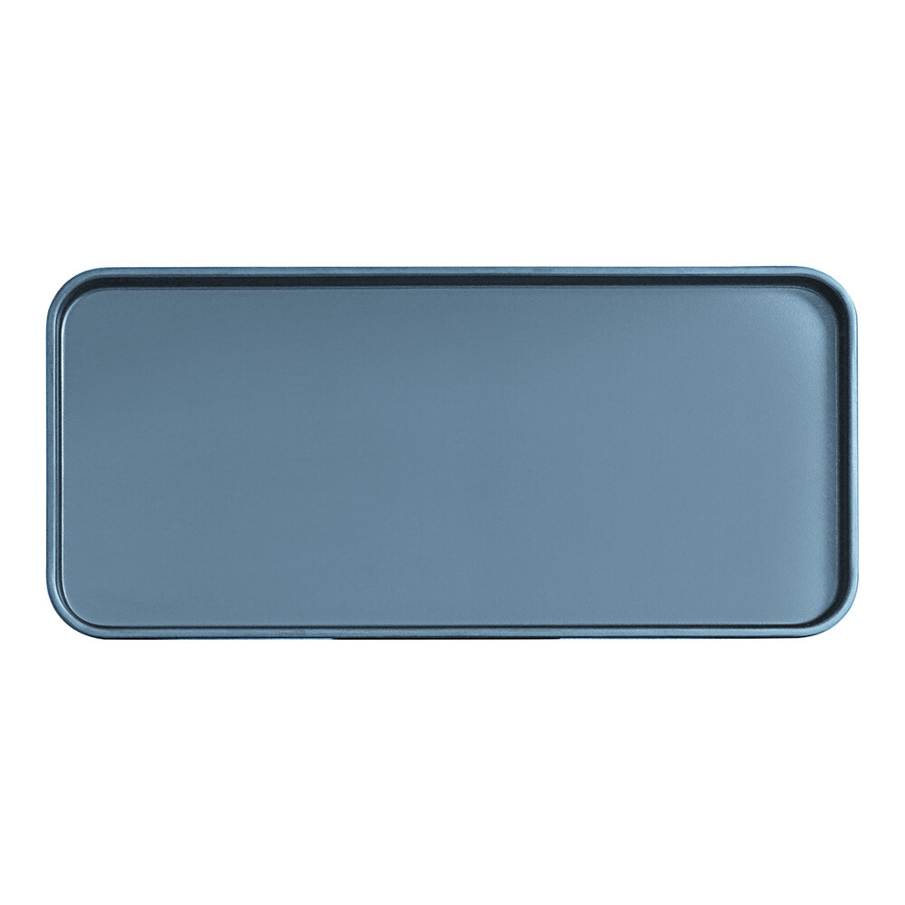 Cal-Mil Hudson 13" x 6" Stone Blue Rectangular Raised Rim Melamine Platter
