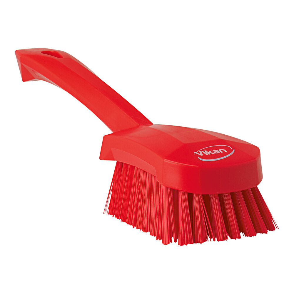 Vikan 41924 10" Red Washing Brush with Stiff Bristles