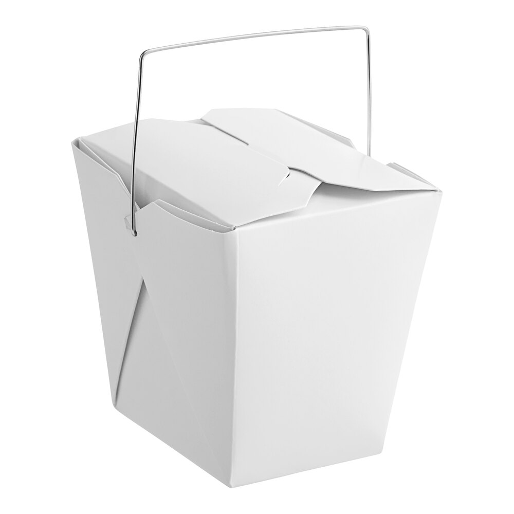 Emperor's Select 16 oz. White Paper Take-Out Container with Wire Handle ...