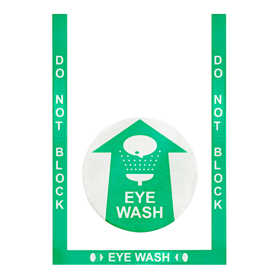 Superior Mark 24" x 36" Green / White Rubber "Do Not Block Eye Wash ...