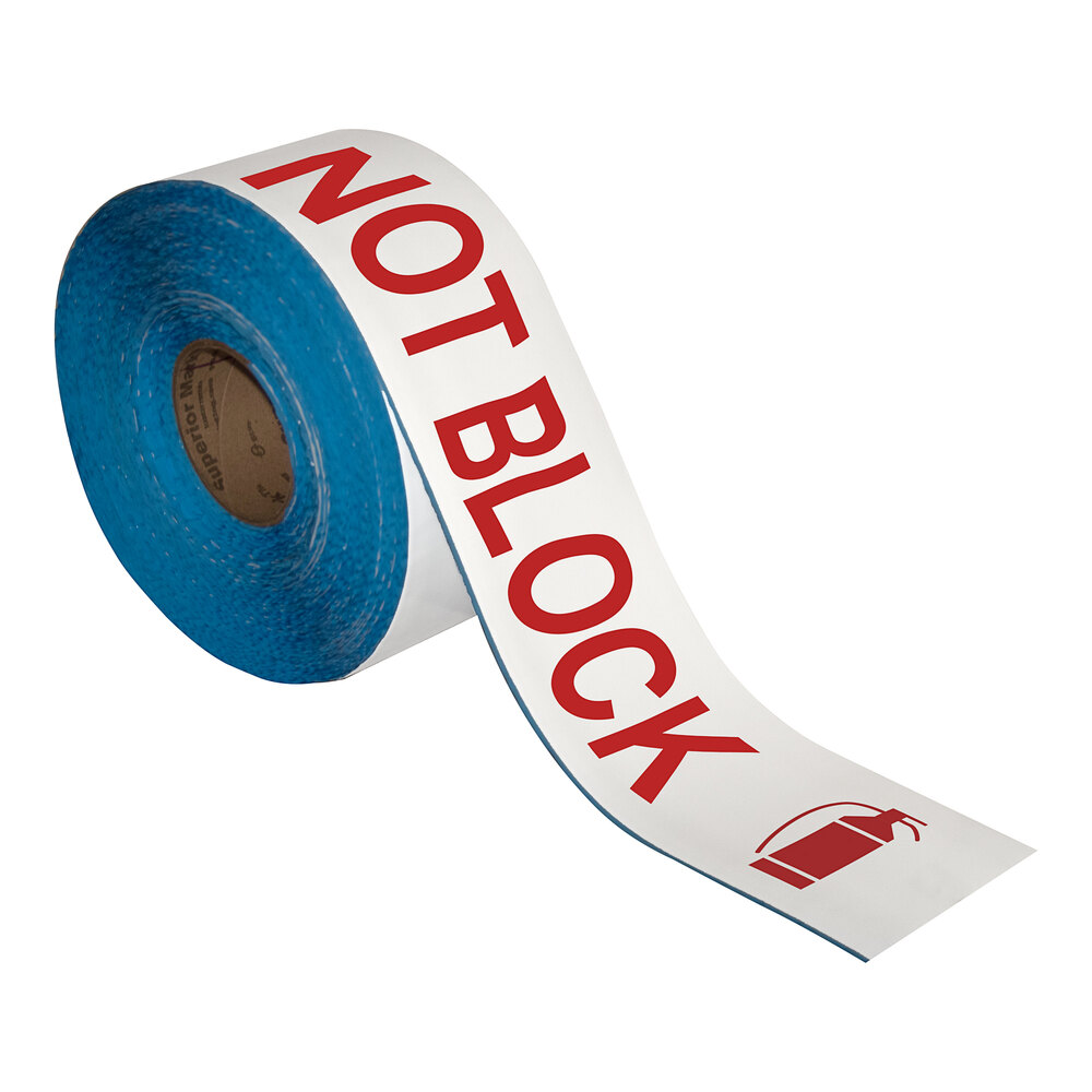 Superior Mark 4" x 100' White / Red Fire Extinguisher "Do Not Block ...