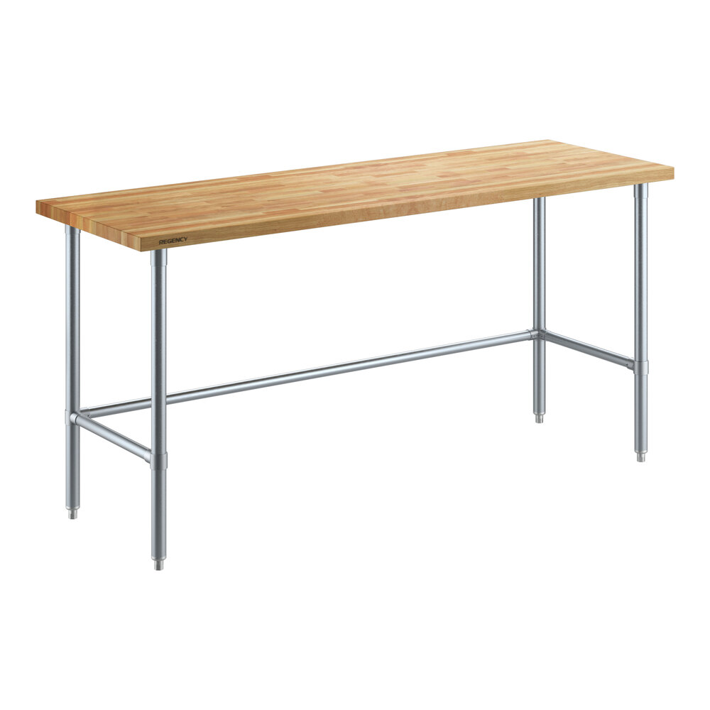 Regency 24" x 72" Wood Top Work Table with Galvanized Base