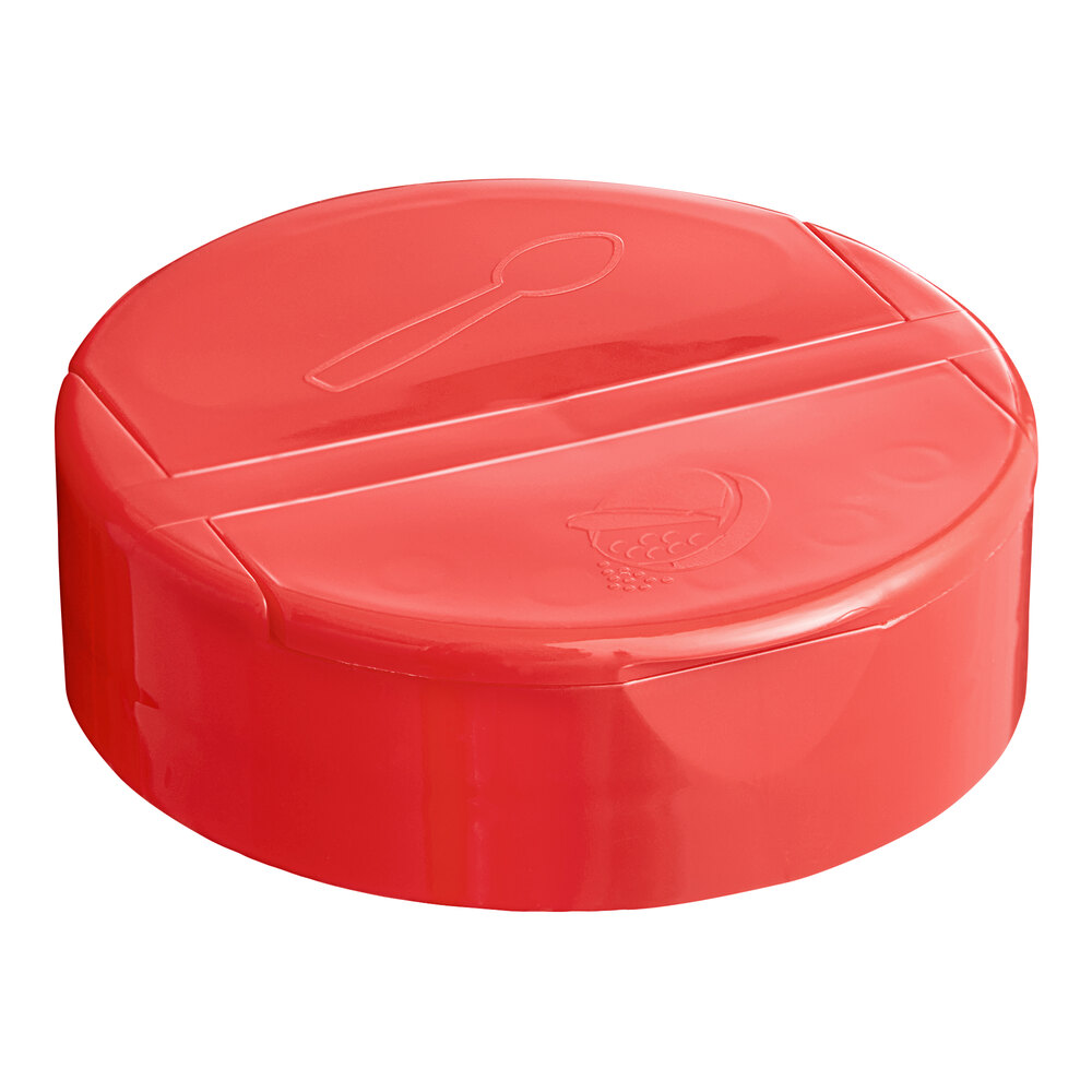 63/485 Red Dual Flapper Spice Lid with 7 Holes - 750/Case