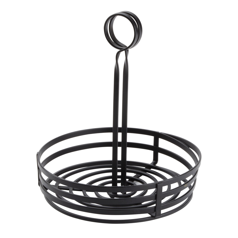 American Metalcraft 7 7/8" x 9 1/8" Round Black Wrought Iron Flat Coil ...