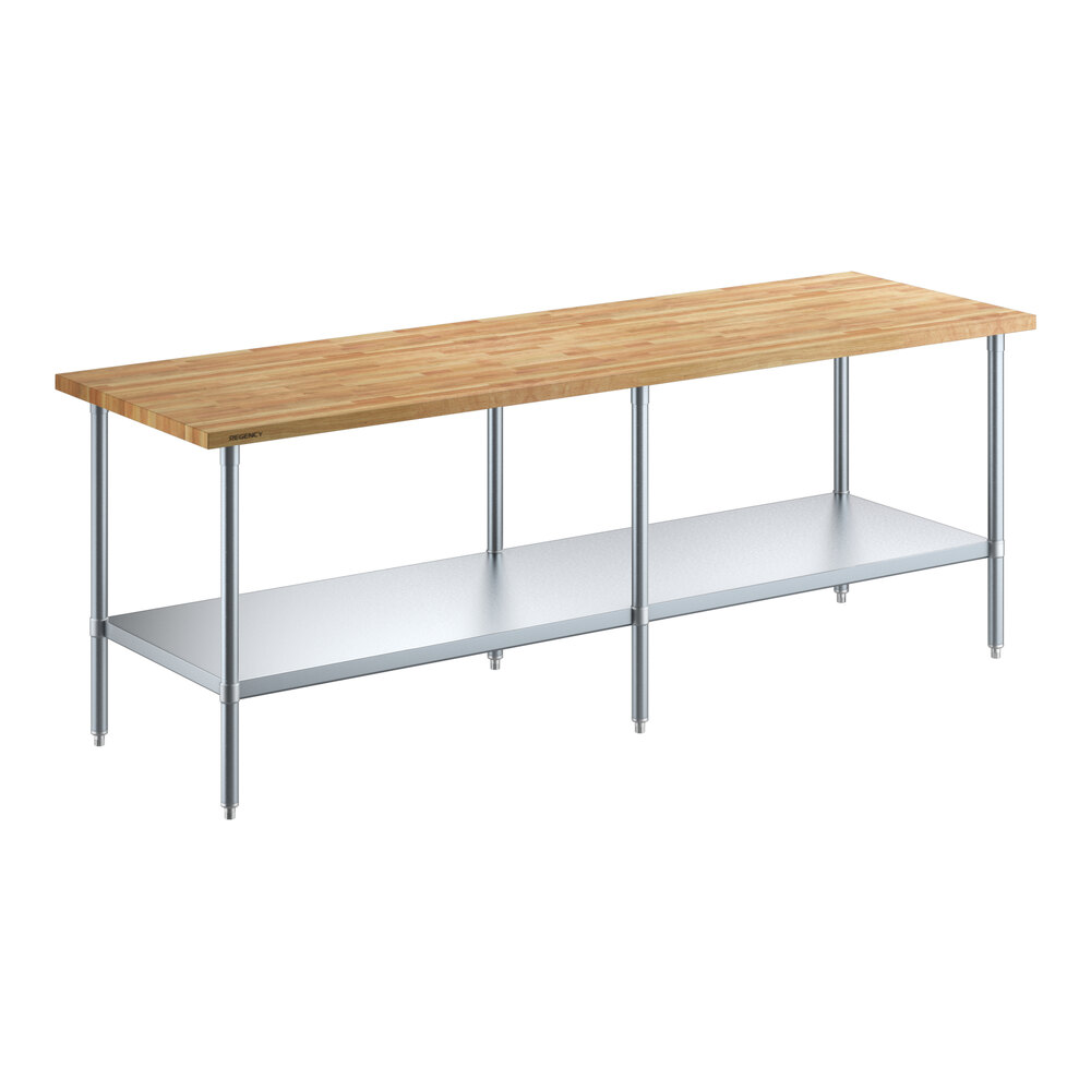 Regency 30" x 96" Wood Top Work Table with Galvanized Base and ...