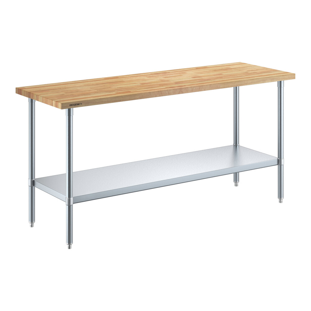 Regency 24" x 72" Wood Top Work Table with Galvanized Base and ...