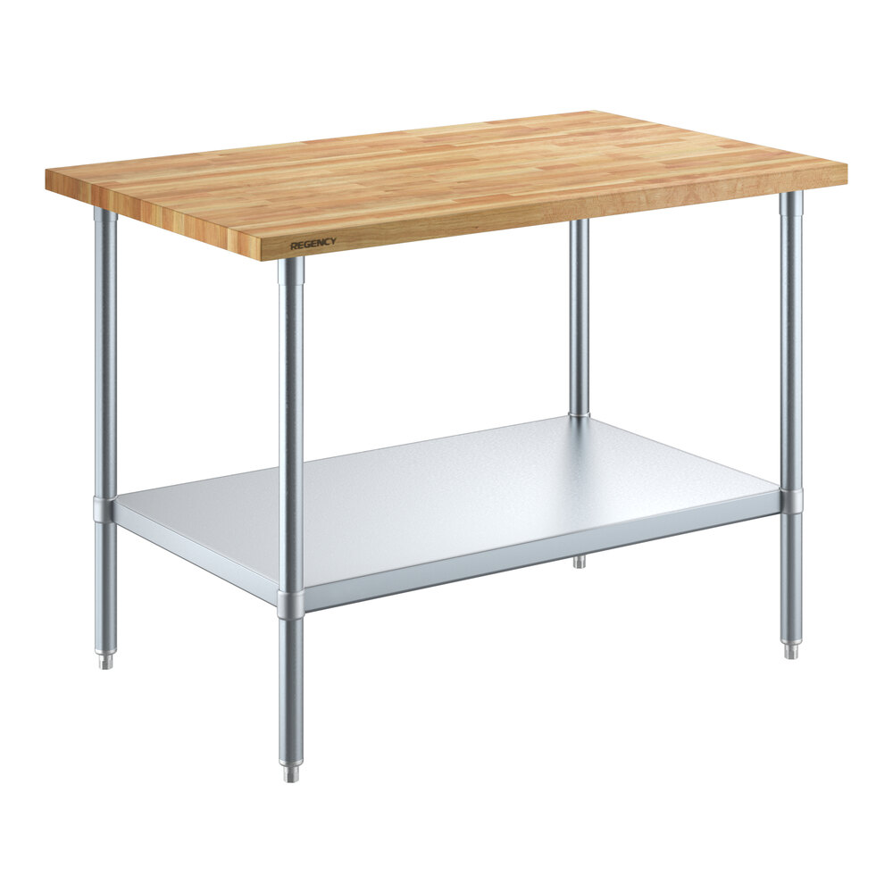 Regency 30" x 48" Wood Top Work Table with Galvanized Base and ...