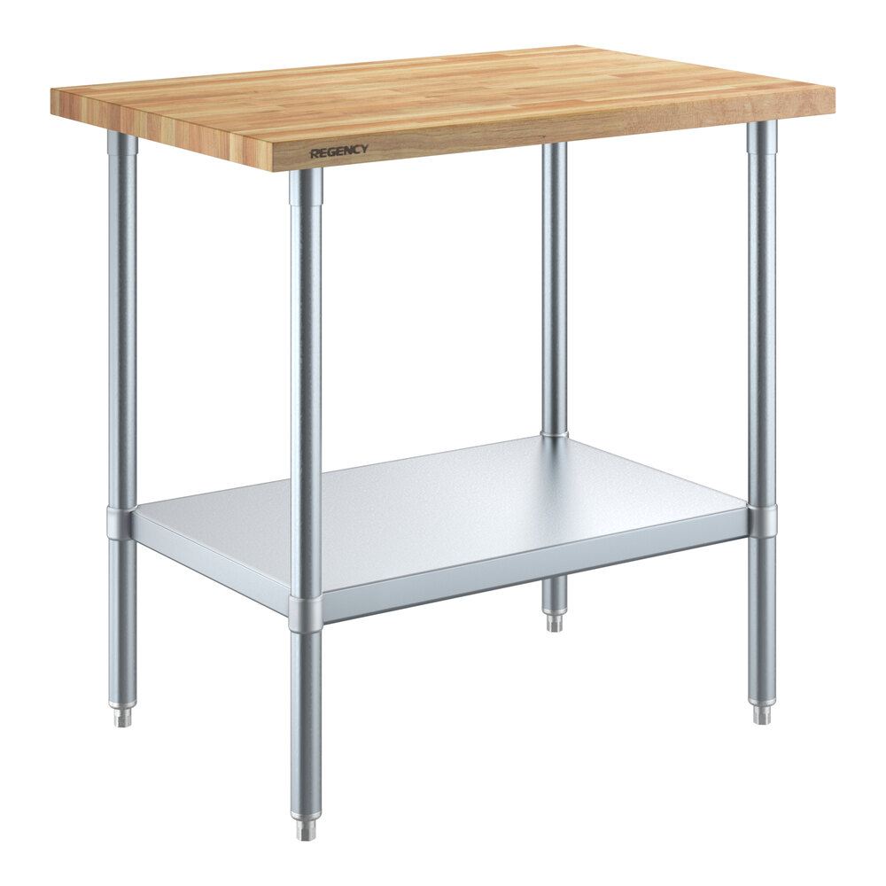 Regency 24" x 36" Wood Top Work Table with Galvanized Base and ...