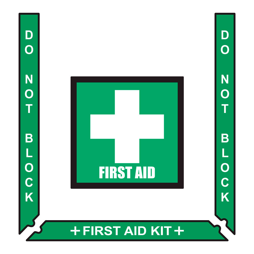 Superior Mark 24" x 36" Green / White Rubber "First Aid" Safety Floor ...