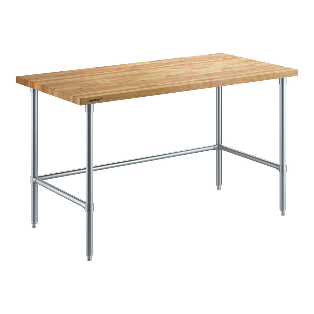 Regency 30" x 60" Wood Top Work Table with Galvanized Base