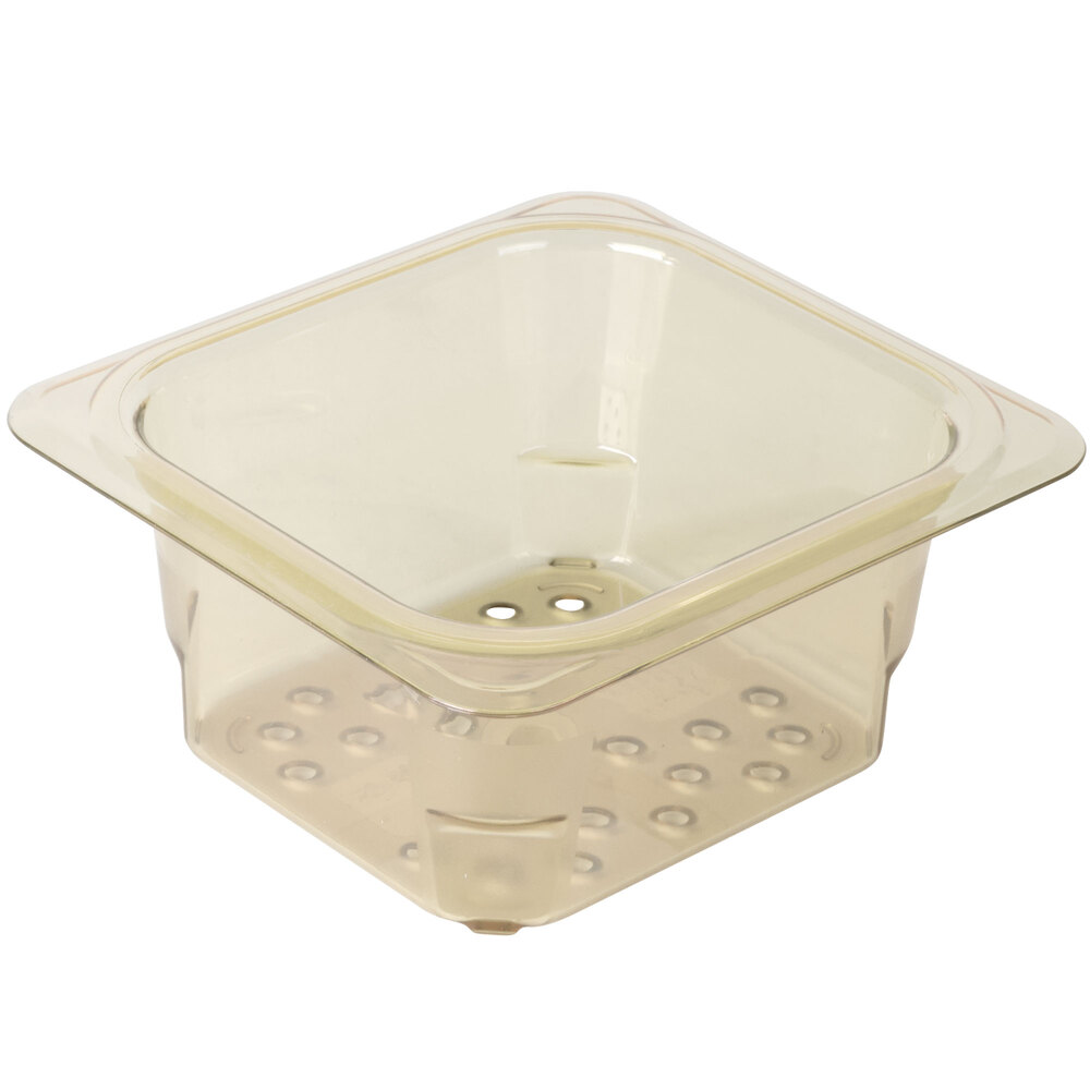 Cambro 63CLRHP150 H-Pan™ 1/6 Size Amber High Heat Plastic Colander Pan ...